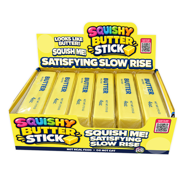 Fun Doh 6" Butter Stick Slow Rise Fidget Toy - 12/Display – Arvida Book Co.